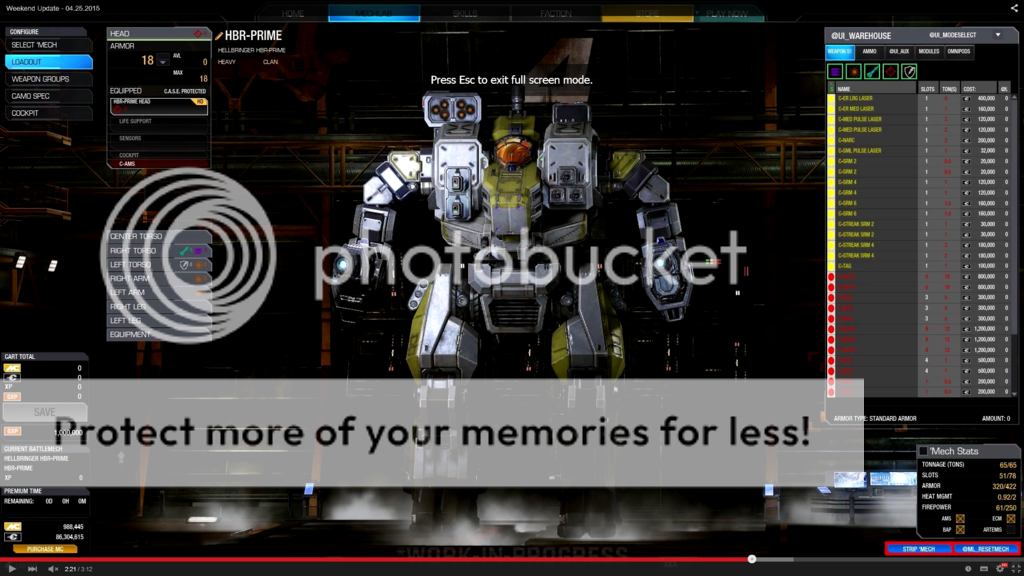 [Feedback] Weekend Update (25/04/2015) - Mechlab Sneak Peak | MechSpecs.com